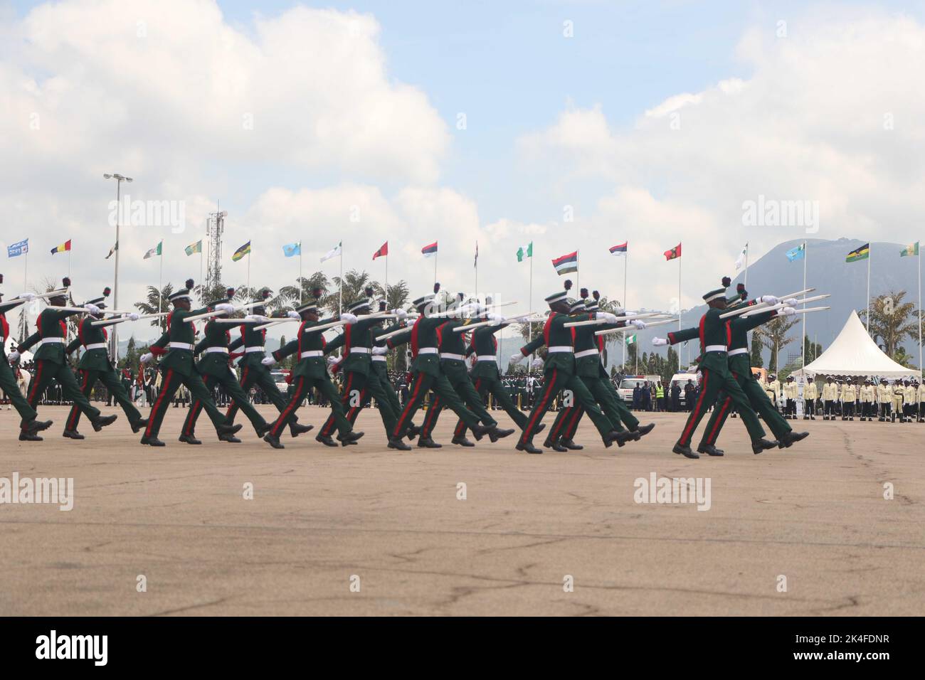 Abuja, Nigeria. October 1st 2022. Nigerian soldiers perform during the ...