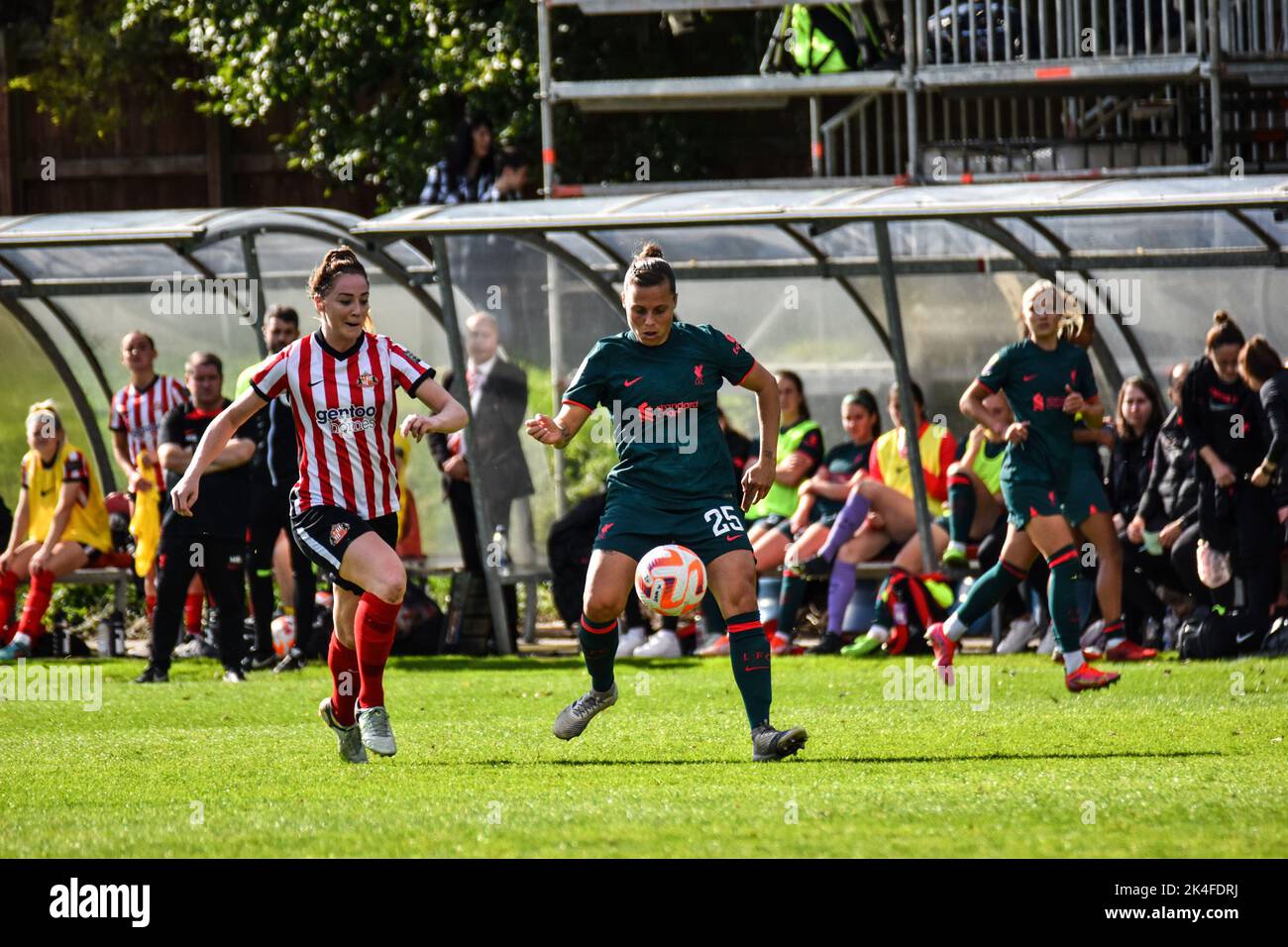 Liverpool Women's Gilly Flaherty shields the ball from Sunderland Women ...