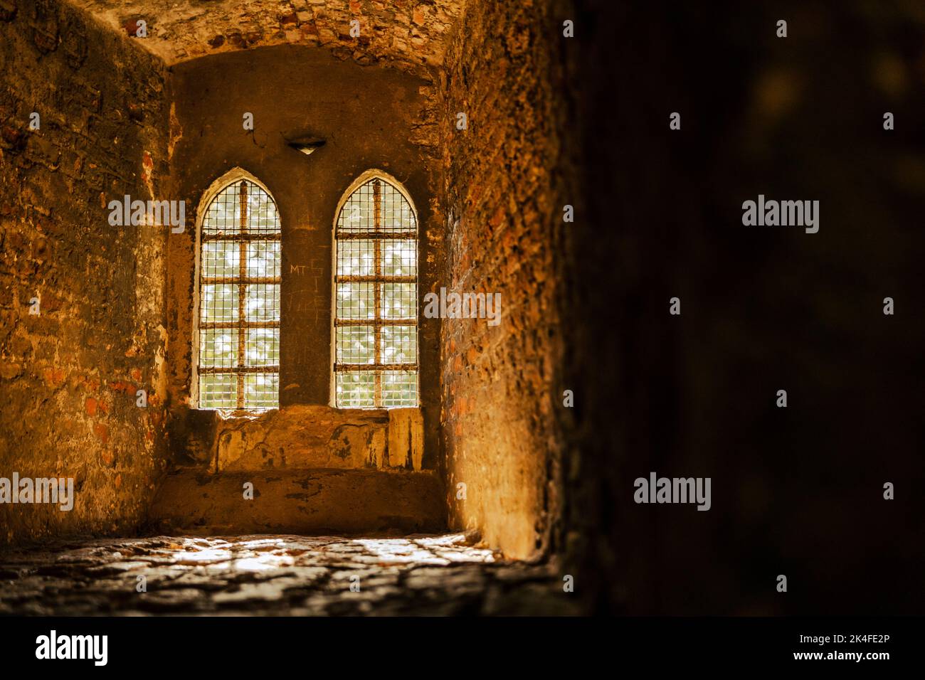 Sunlit stain glass window, England Stock Photo - Alamy