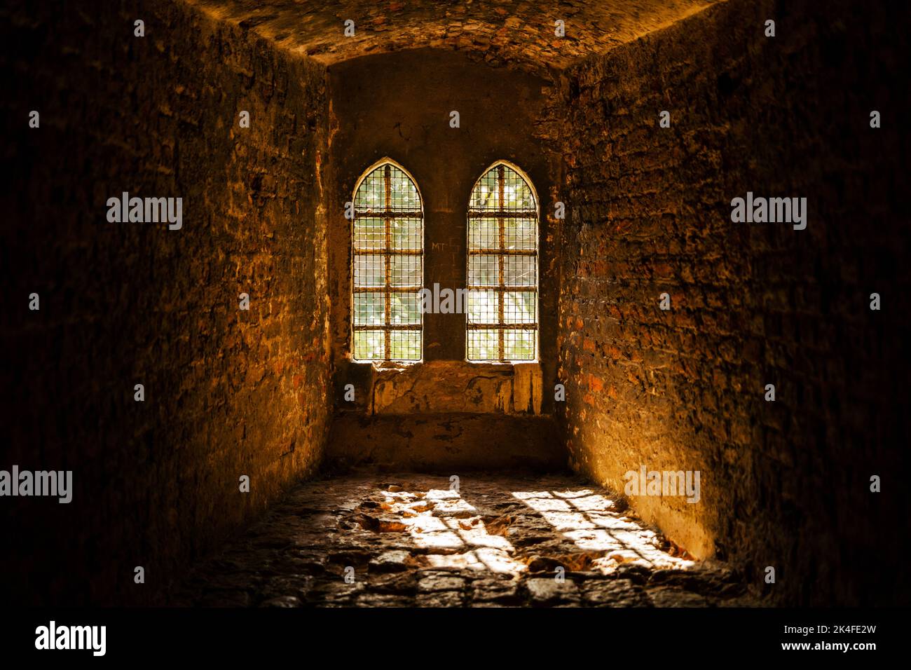 Stain Glass Window, Abandoned Castle Stock Photo - Alamy