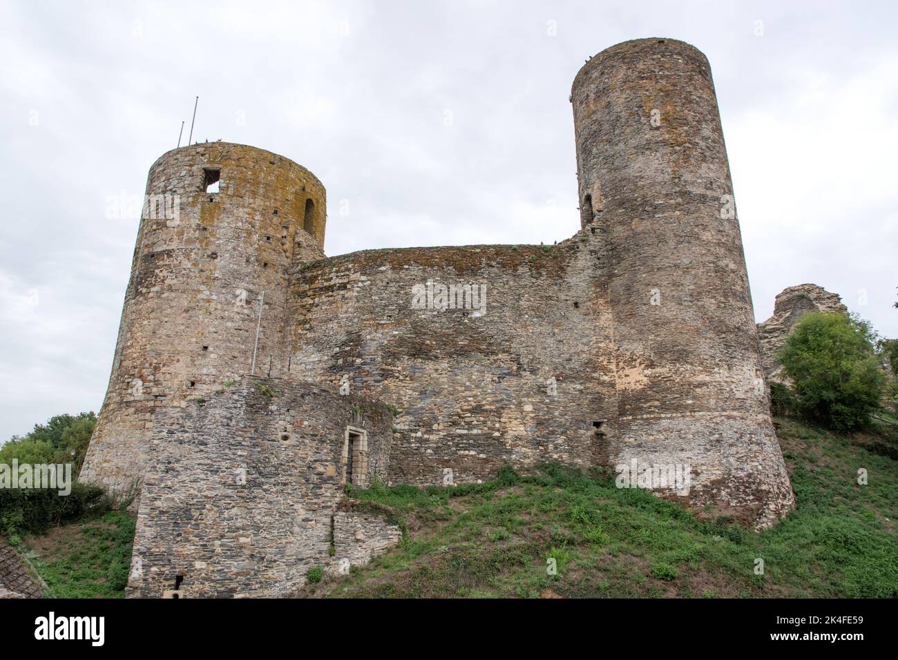 Pouance castle round towers Stock Photo - Alamy