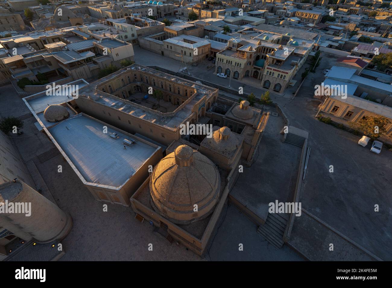 Sunrise view of roof-top vaults of Kalan Mosque from Kalon Minaret ...