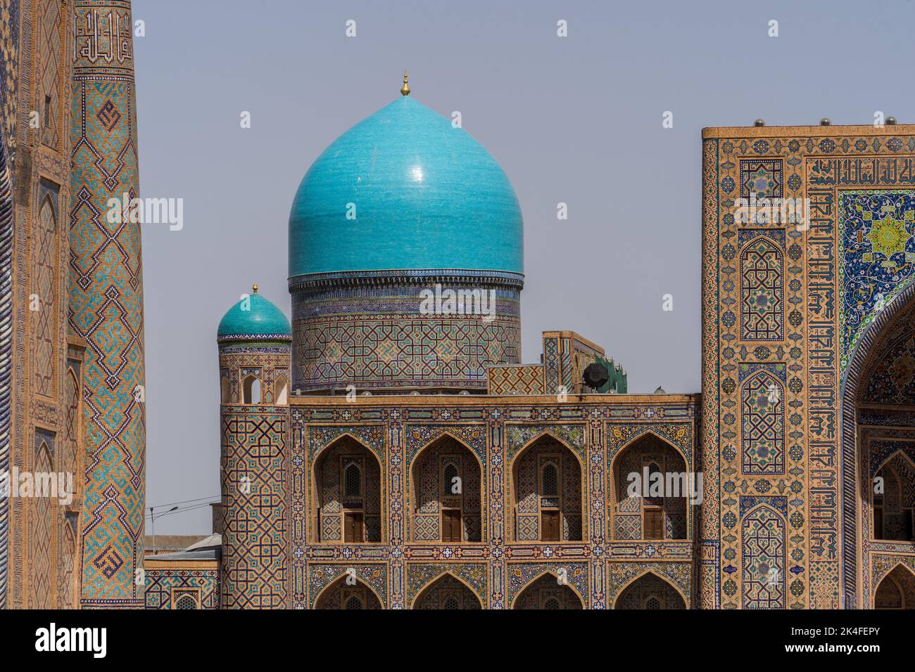 Registan intricate blue tile dome and vaults, Samarkand Stock Photo - Alamy