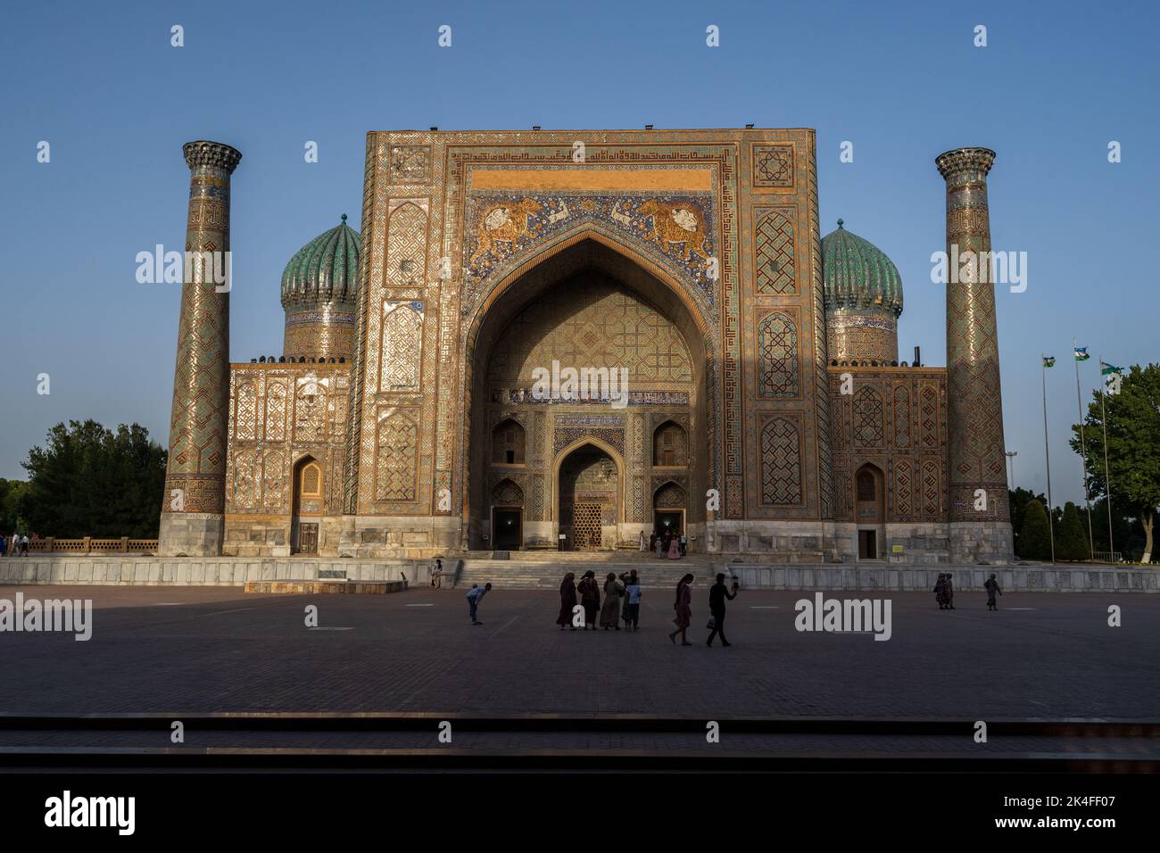 Sherdor Madrassa in the Registan complex featuring intricate blue tile ...