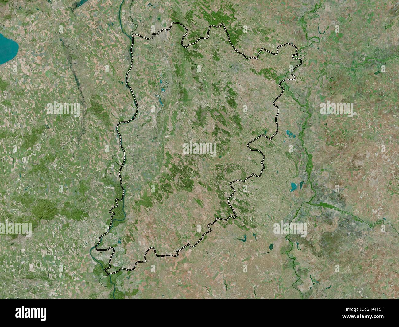 Bacs-Kiskun, county of Hungary. High resolution satellite map Stock ...