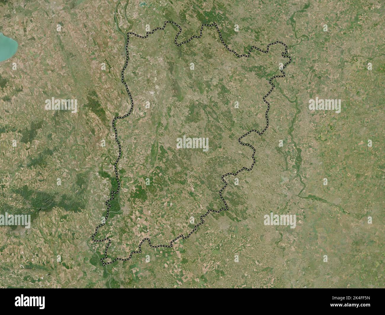 Bacs-Kiskun, county of Hungary. Low resolution satellite map Stock ...