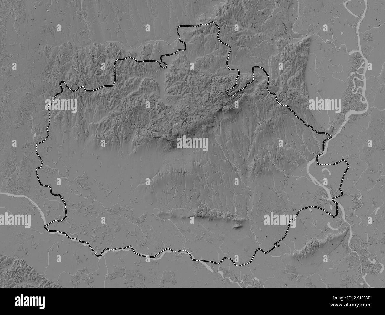 Baranya, county of Hungary. Grayscale elevation map with lakes and ...