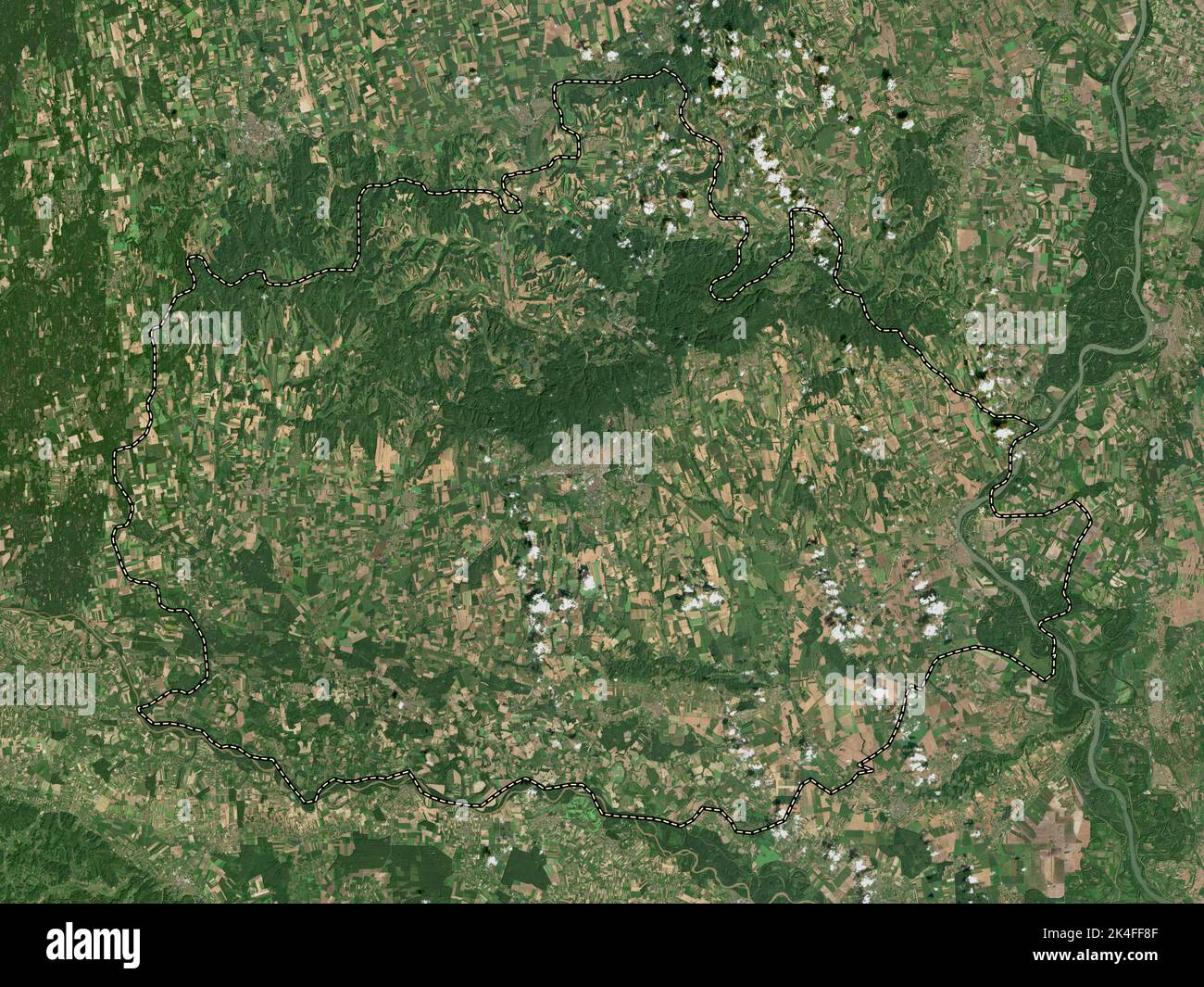 Baranya, county of Hungary. High resolution satellite map Stock Photo ...
