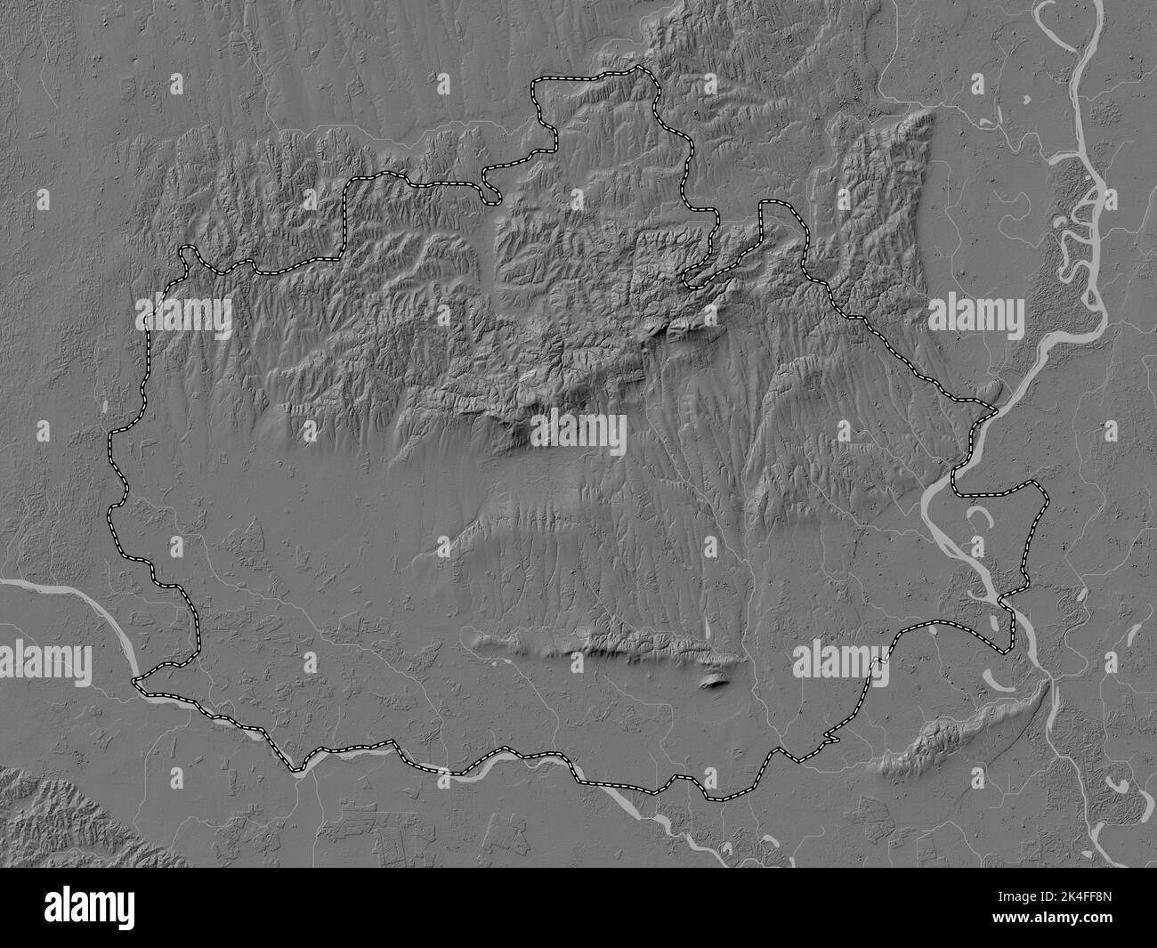 Baranya, county of Hungary. Bilevel elevation map with lakes and rivers ...