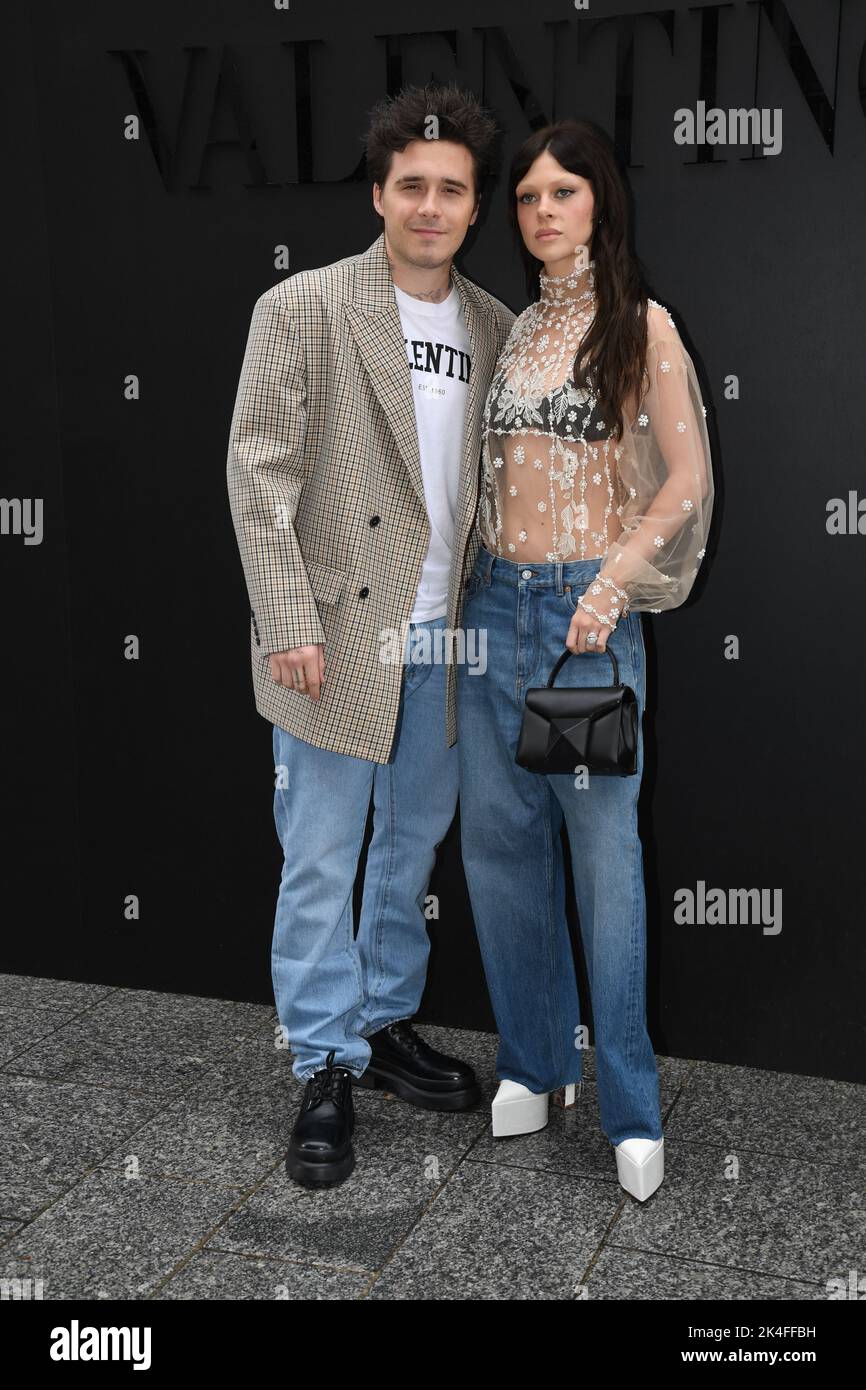 Brooklyn Beckham and Nocola Peltz seen arriving at Valentino Paris ...