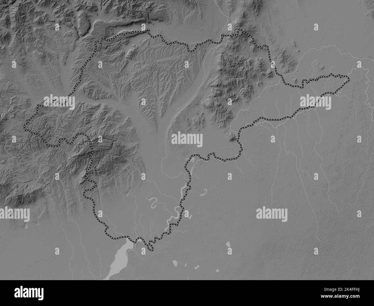 Borsod-Abauj-Zemplen, county of Hungary. Grayscale elevation map with ...