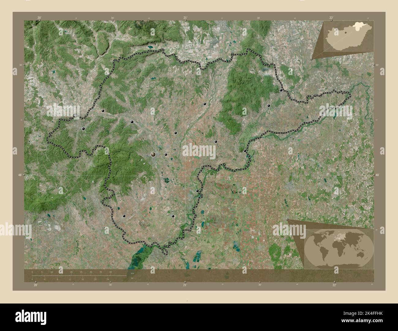 Borsod-Abauj-Zemplen, county of Hungary. High resolution satellite map ...