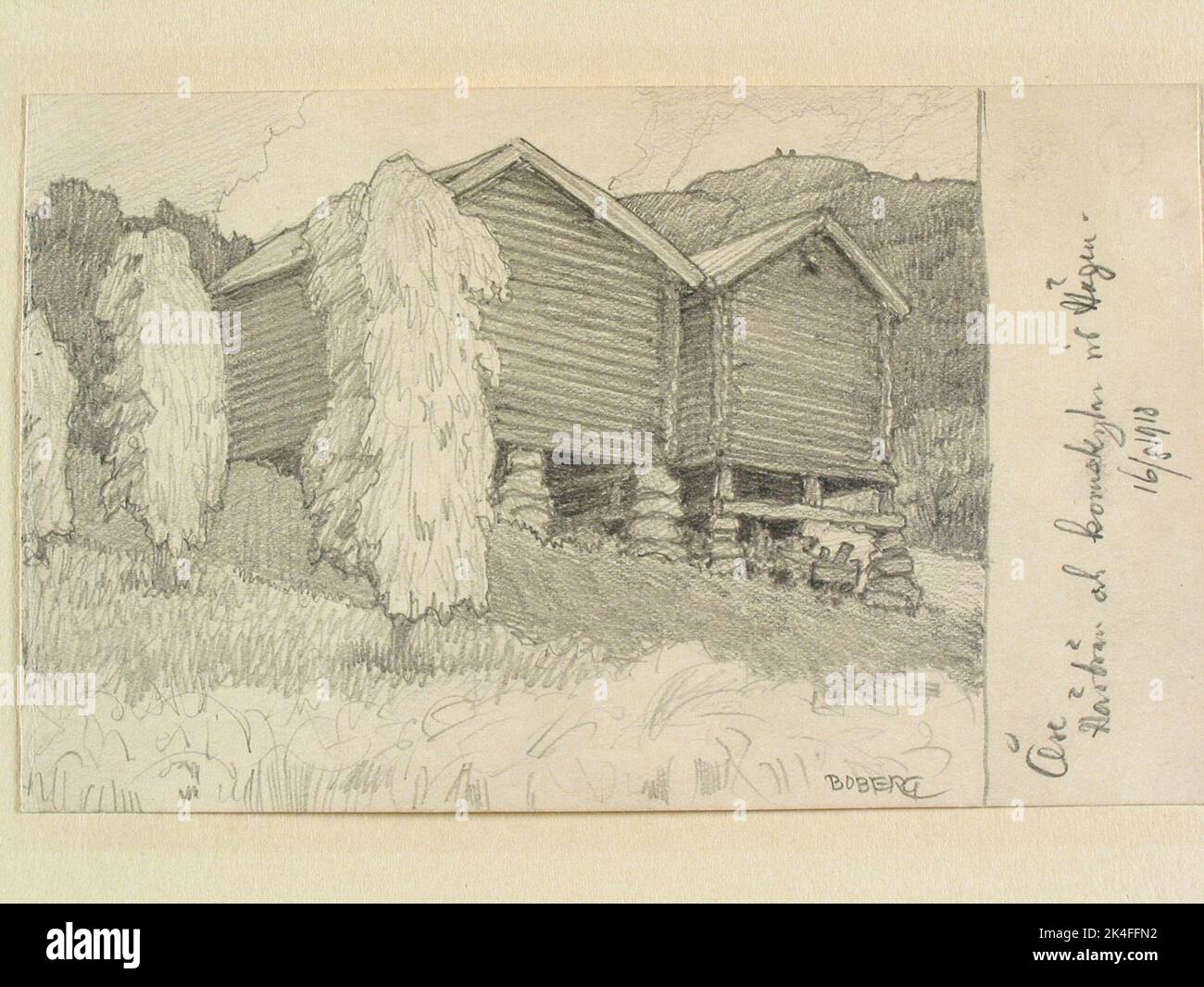 Jämtland, Åre sn., Högen. Härbren and barley cooler. Drawing of ...