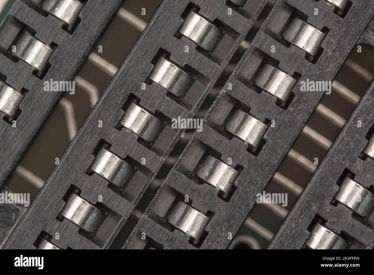 Close shot of empty IC / integrated circuit socket on a PCB. For ...