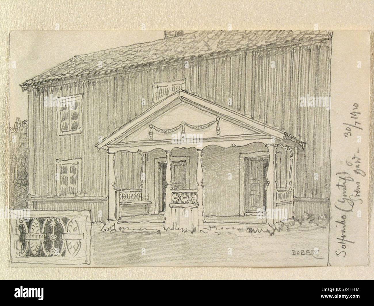 Dalarna, Gustafs sn., Solvarbo, Svens Gård. Drawing of Ferdinand Boberg ...