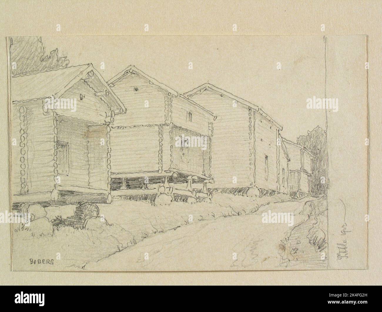Dalarna, Leksands sn., Tibble. Drawing of Ferdinand Boberg Nordic Stock ...