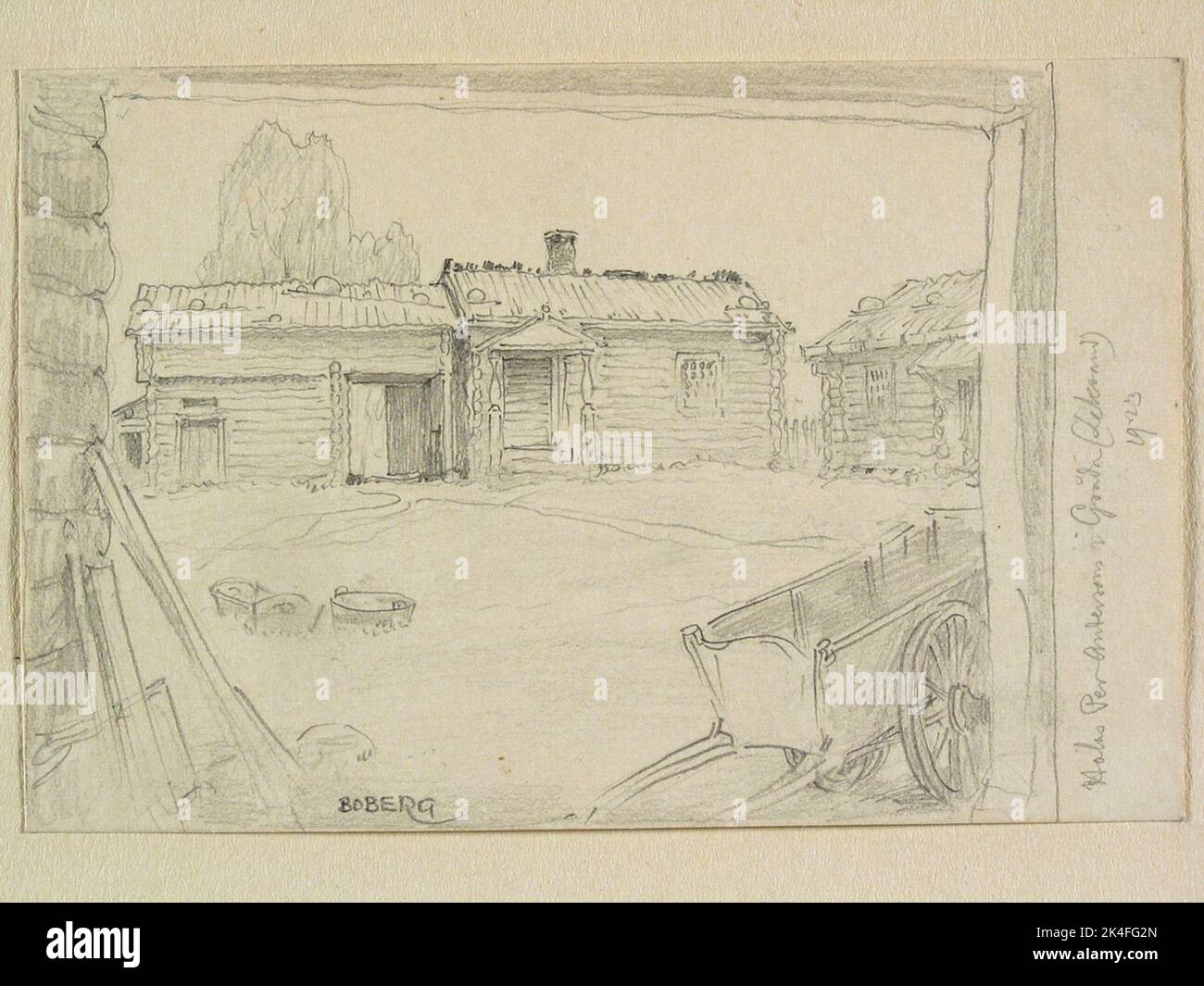 Dalarna, Leksands sn., Greå, Holas Per Andns. Drawing of Ferdinand ...