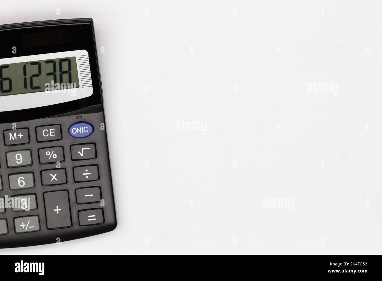 Calculator with big buttons with numbers on the digital screen on a ...