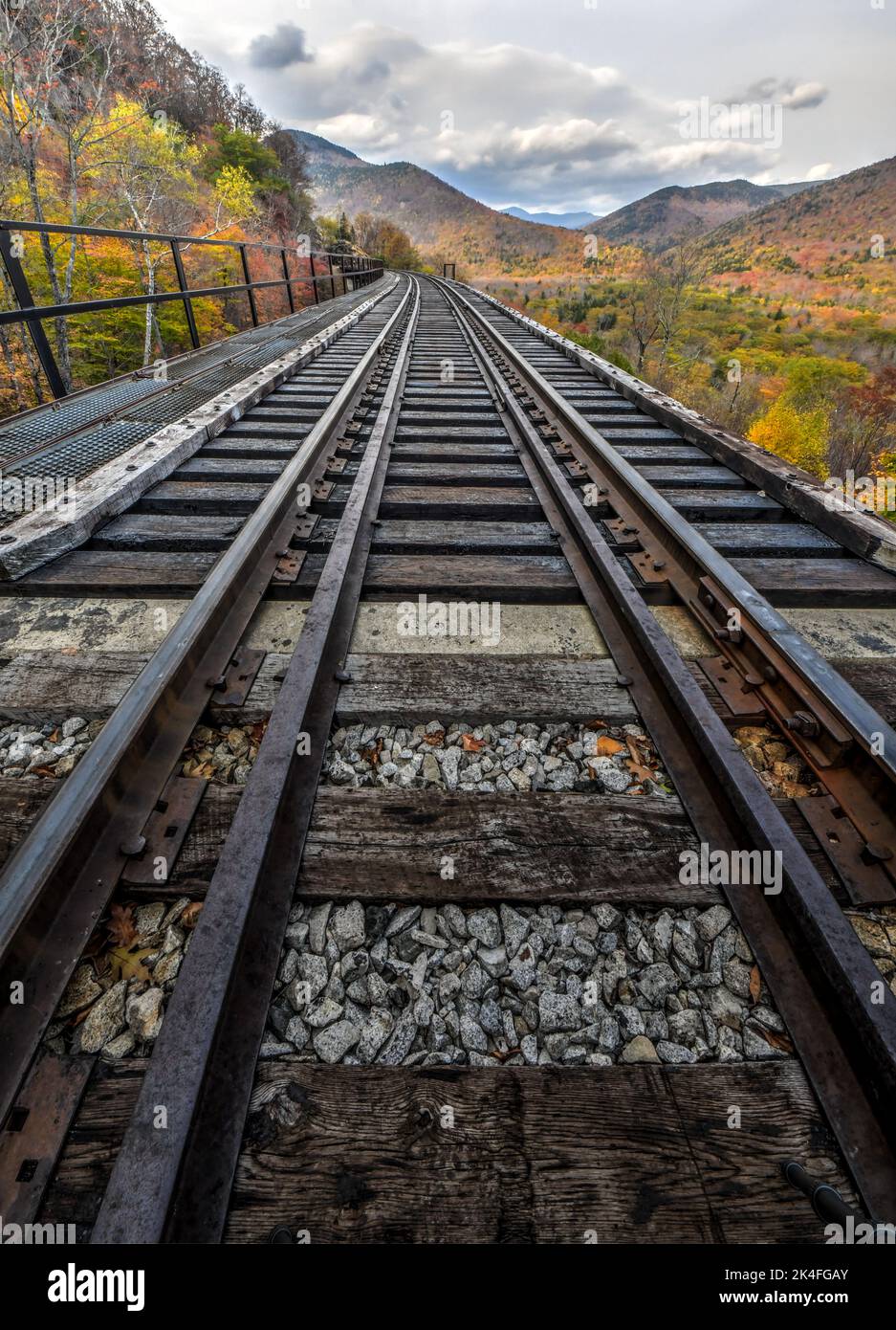 fall foliage railroad tracks in New England Stock Photo - Alamy