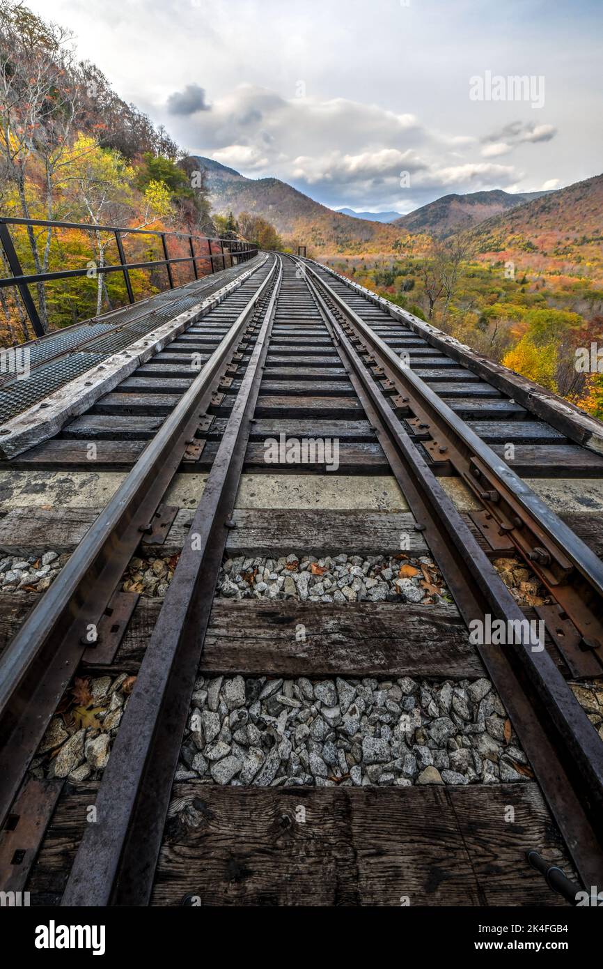 fall foliage railroad tracks in New England Stock Photo - Alamy
