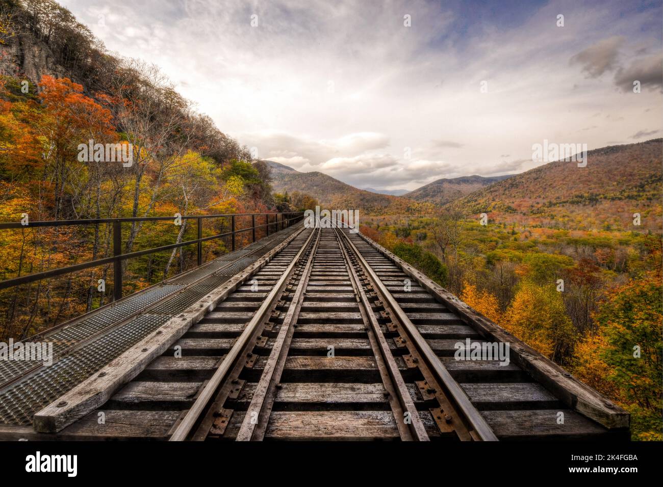 fall foliage railroad tracks in New England Stock Photo - Alamy