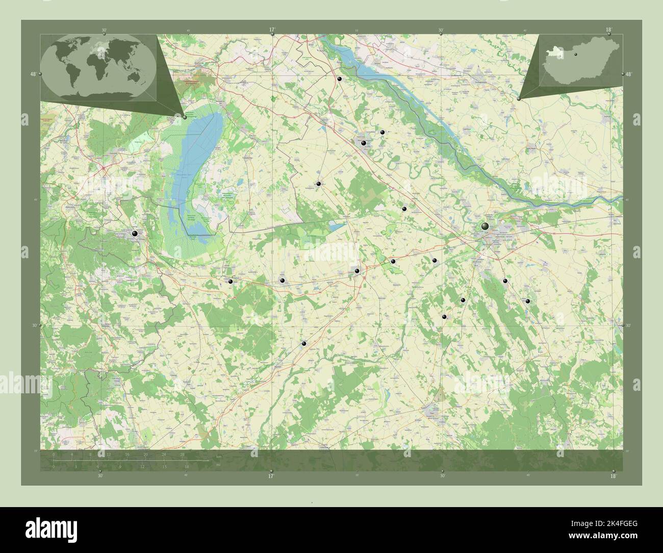 Gyor-Moson-Sopron, county of Hungary. Open Street Map. Locations of ...
