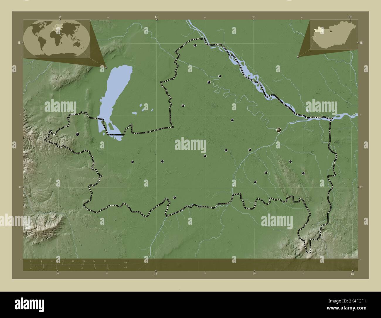 Gyor-Moson-Sopron, county of Hungary. Elevation map colored in wiki ...