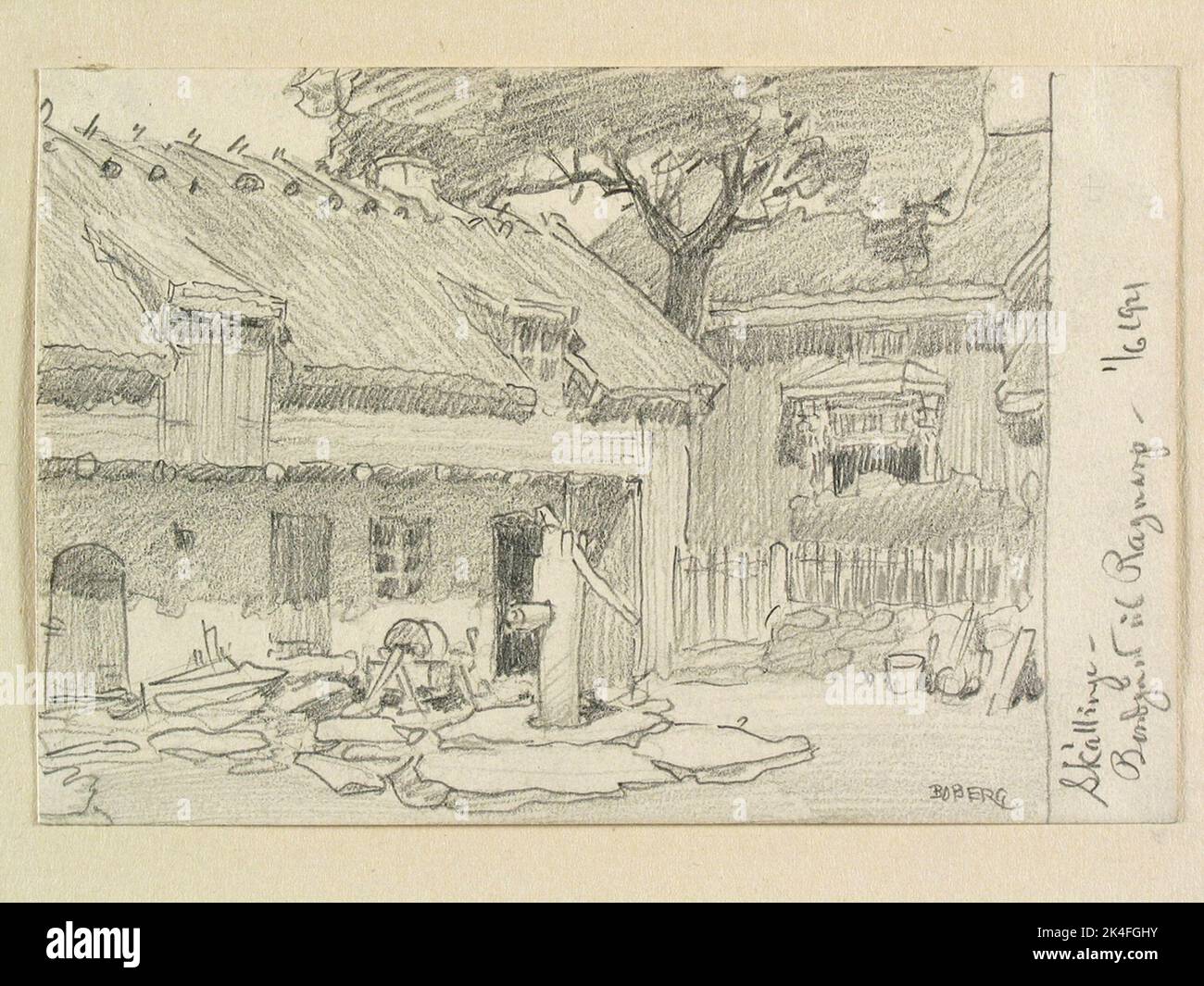 Halland, Himle HD ,, Skällinge sn. "Bongdård at Ragnarp". Drawing of ...