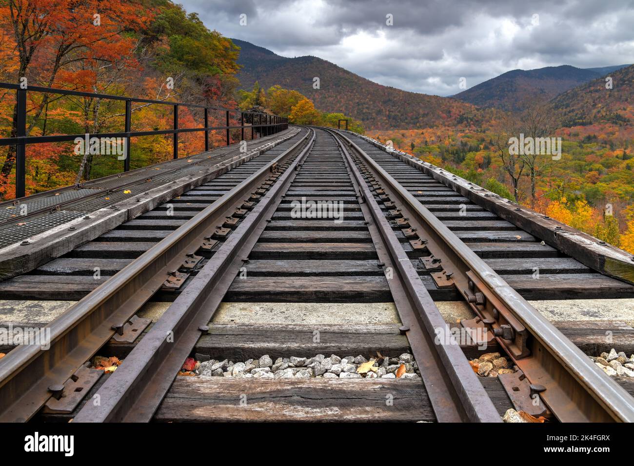 fall foliage railroad tracks in New England Stock Photo - Alamy