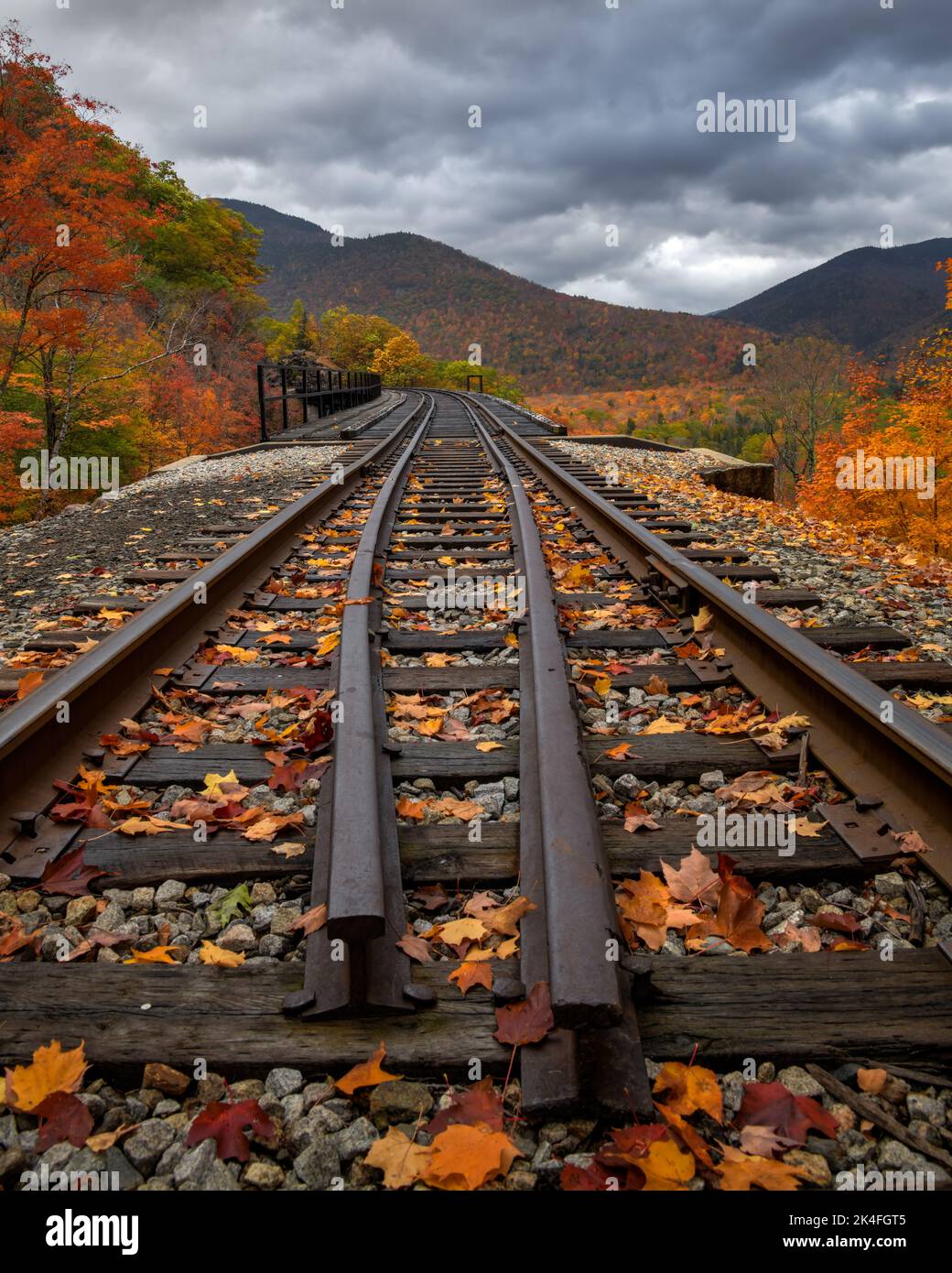 fall foliage railroad tracks in New England Stock Photo - Alamy