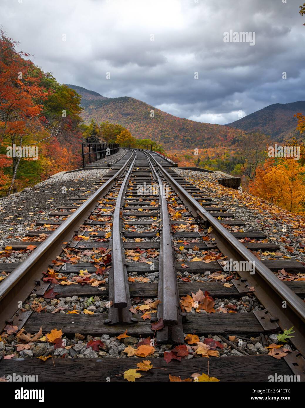 fall foliage railroad tracks in New England Stock Photo - Alamy