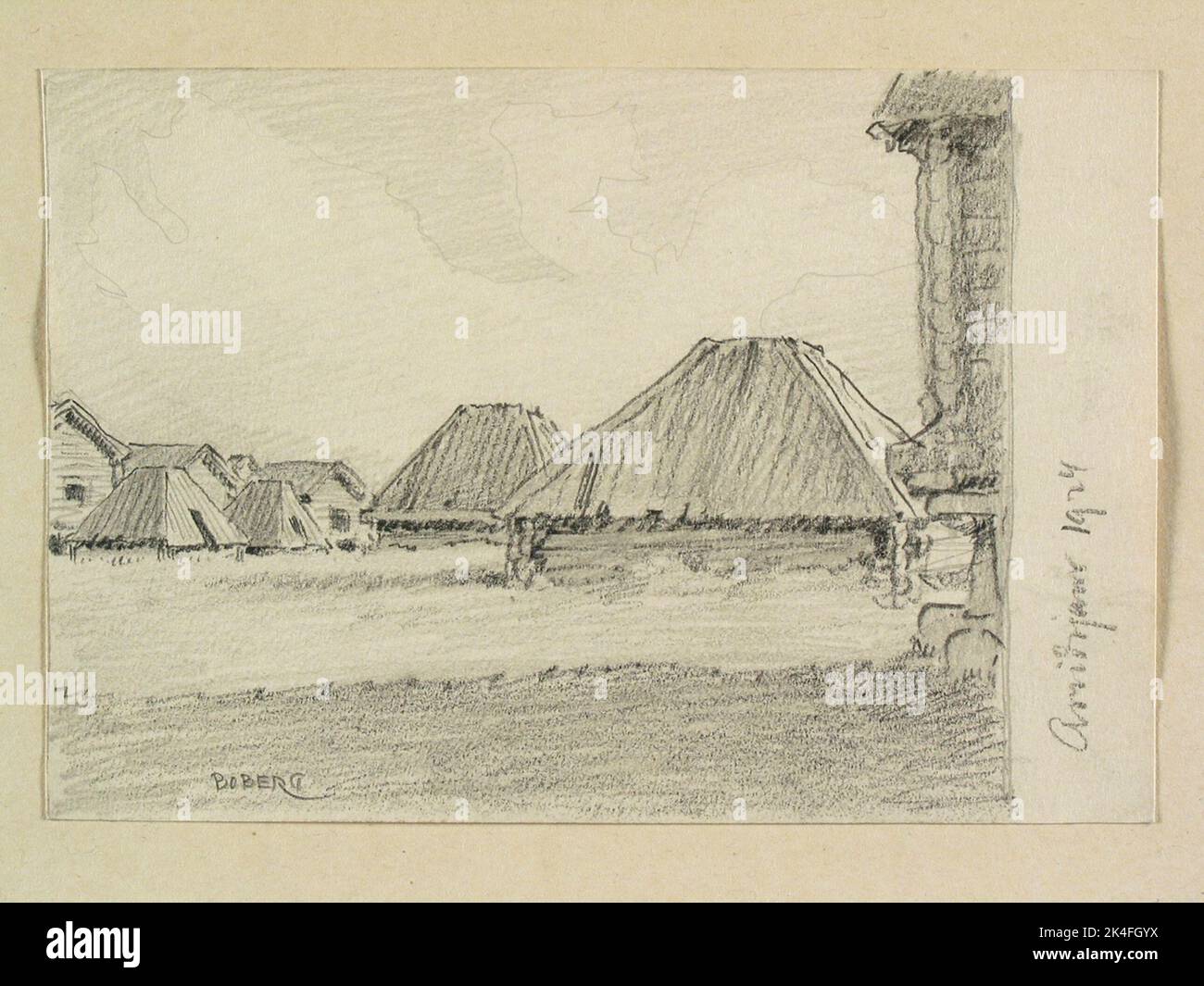 Lapland, Piteå Lappmark, Arvidsjaurs sn. Drawing of Ferdinand Boberg ...