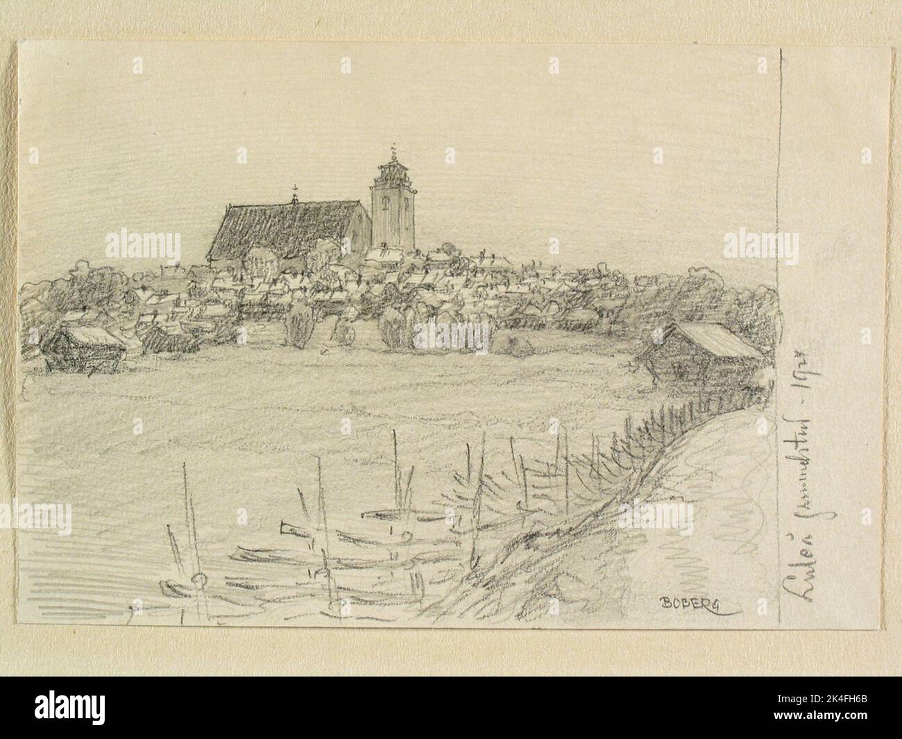 Norrbotten, Nederluleå sn., Luleå Gammelstad. Drawing by Ferdinand ...