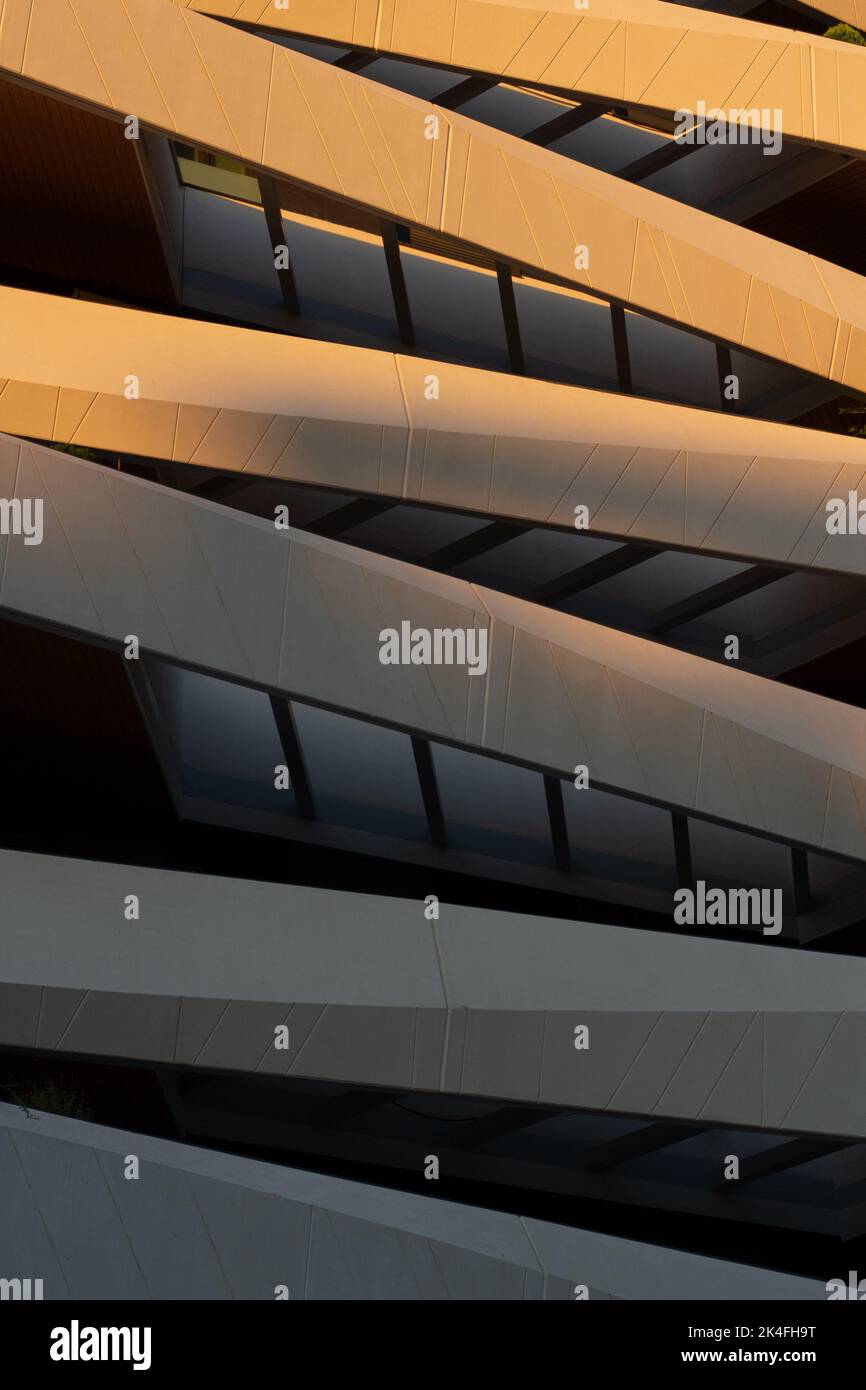 modern architectural detail of residential building with diagonal lines ...