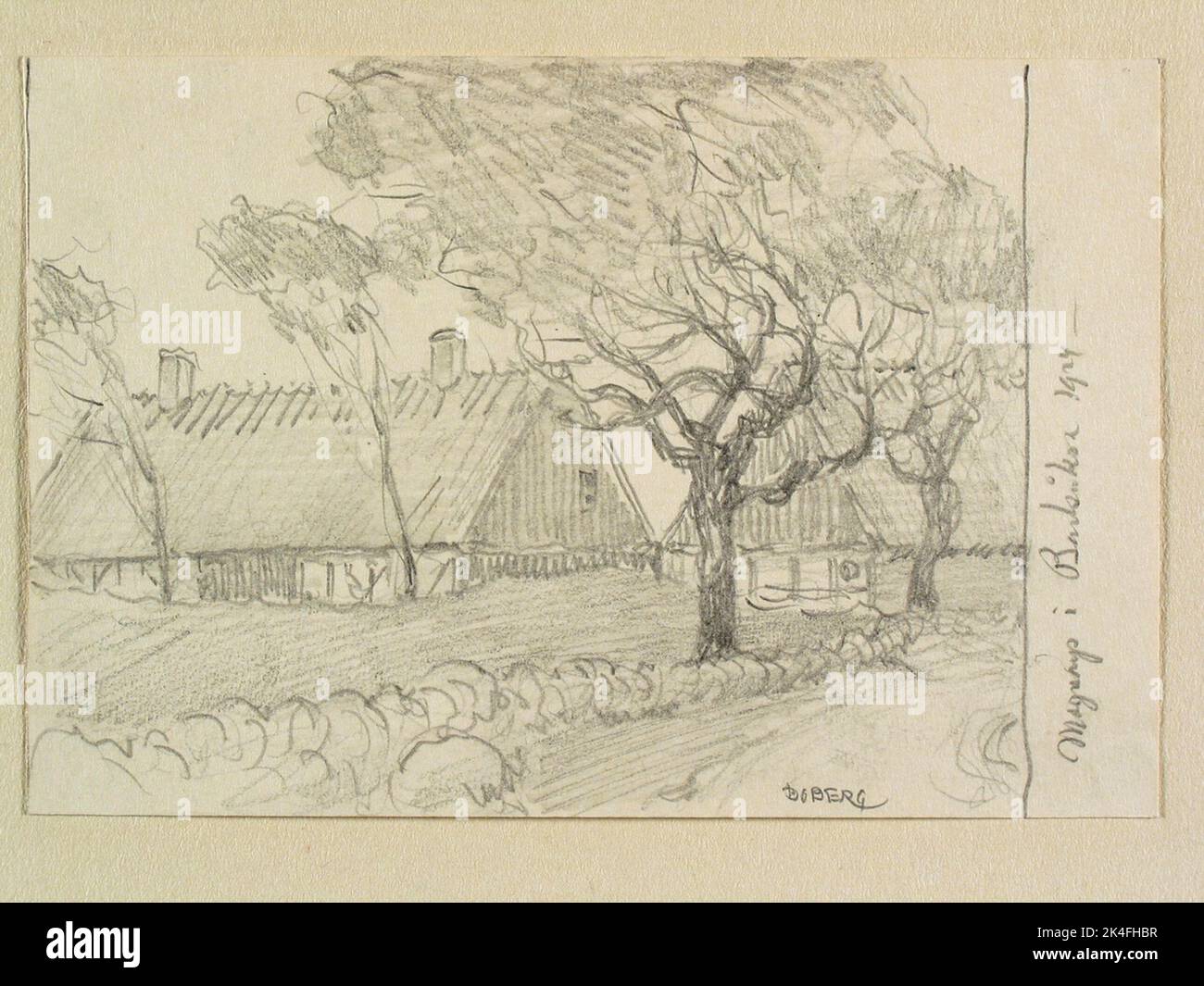 Skåne, Bjäre hd., Barkåkra sn., Magnarp. Drawing by Ferdinand Boberg ...