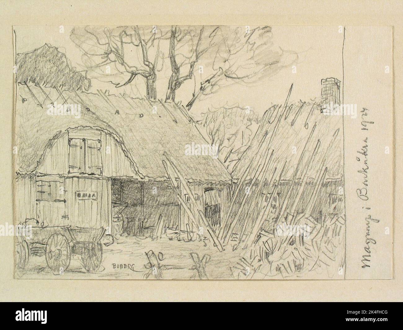 Skåne, Bjäre hd., Barkåkra sn., Magnarp. Drawing by Ferdinand Boberg ...