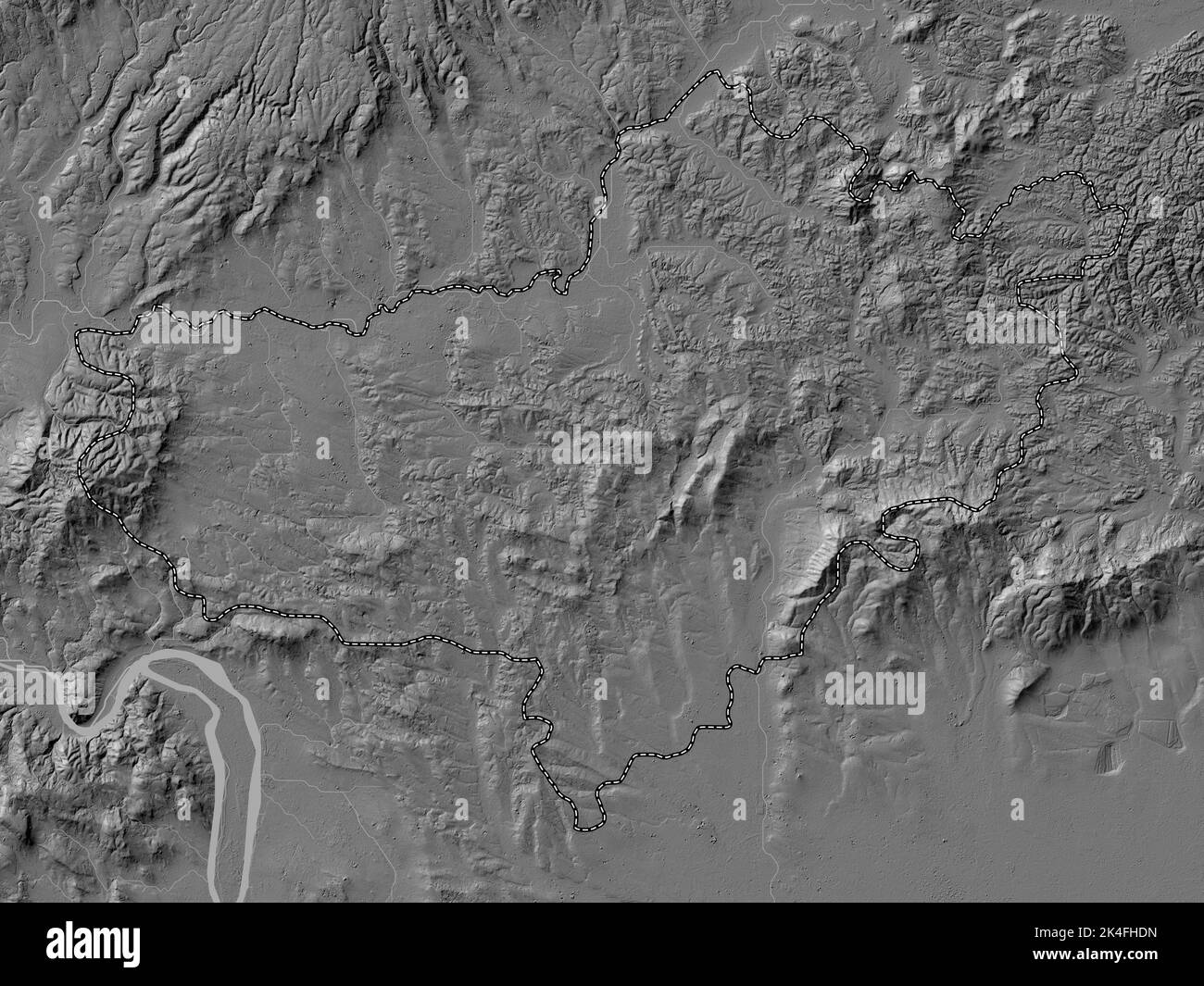 Nograd, county of Hungary. Bilevel elevation map with lakes and rivers ...