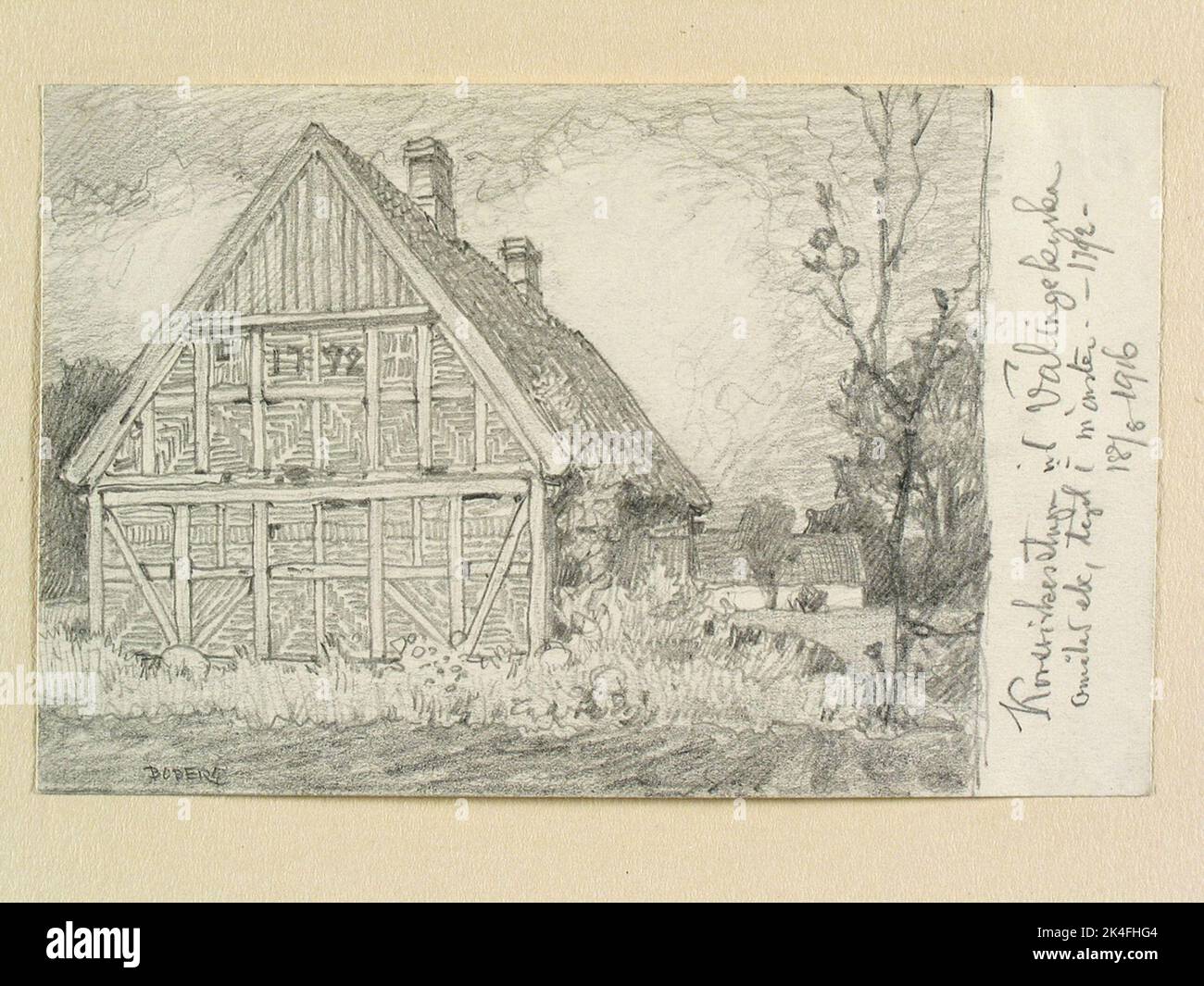 Skåne, Luggude hd., Välinge sn., Välinge. "Half -timbered cabin at ...