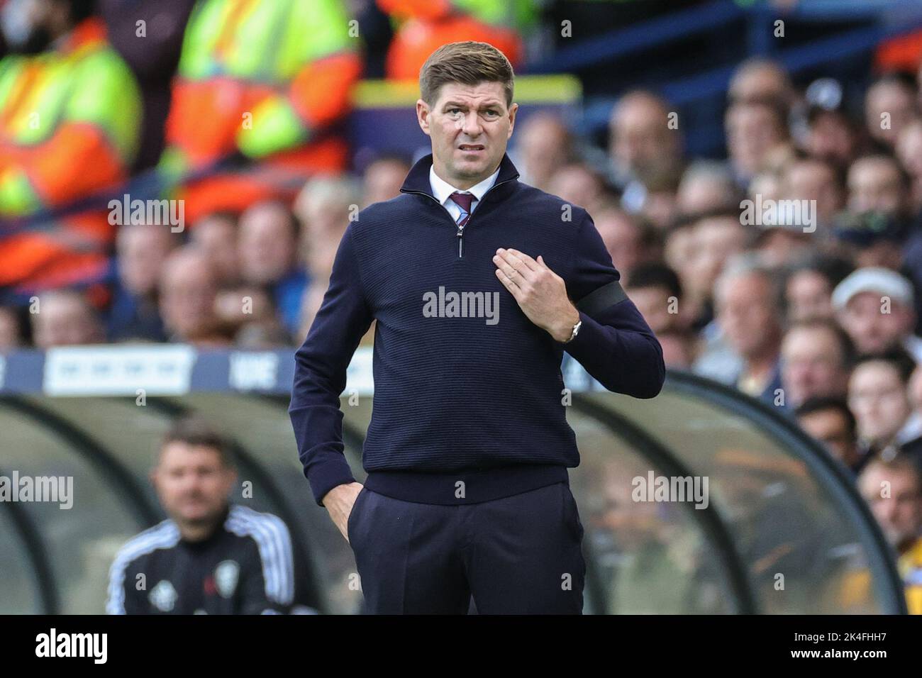 Steven Gerrard Manager of Aston Villa reacts during the Premier League ...