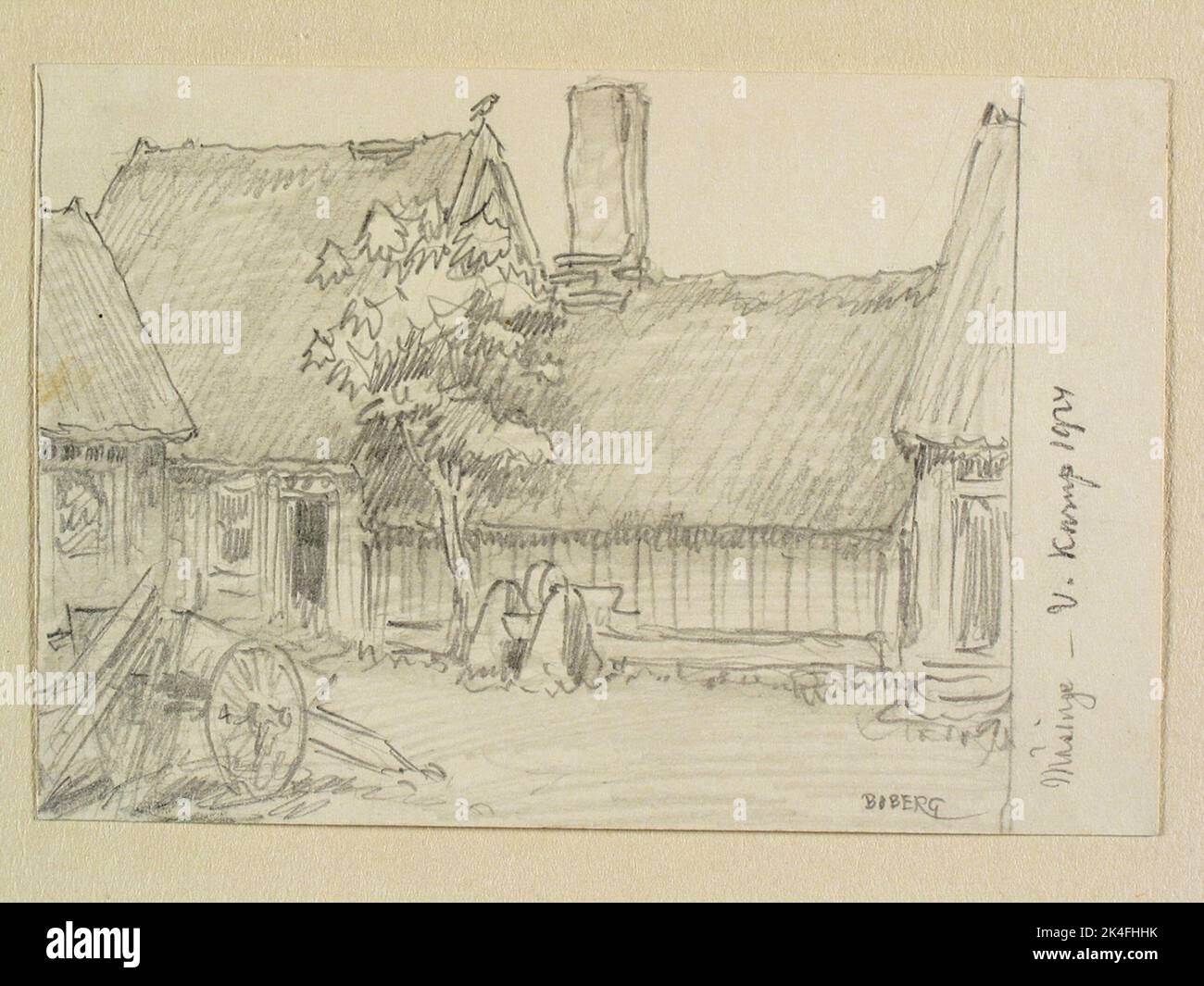Skåne, Bjäre hd., V. Karup sn., Mäsinge. Drawing of Ferdinand Boberg ...