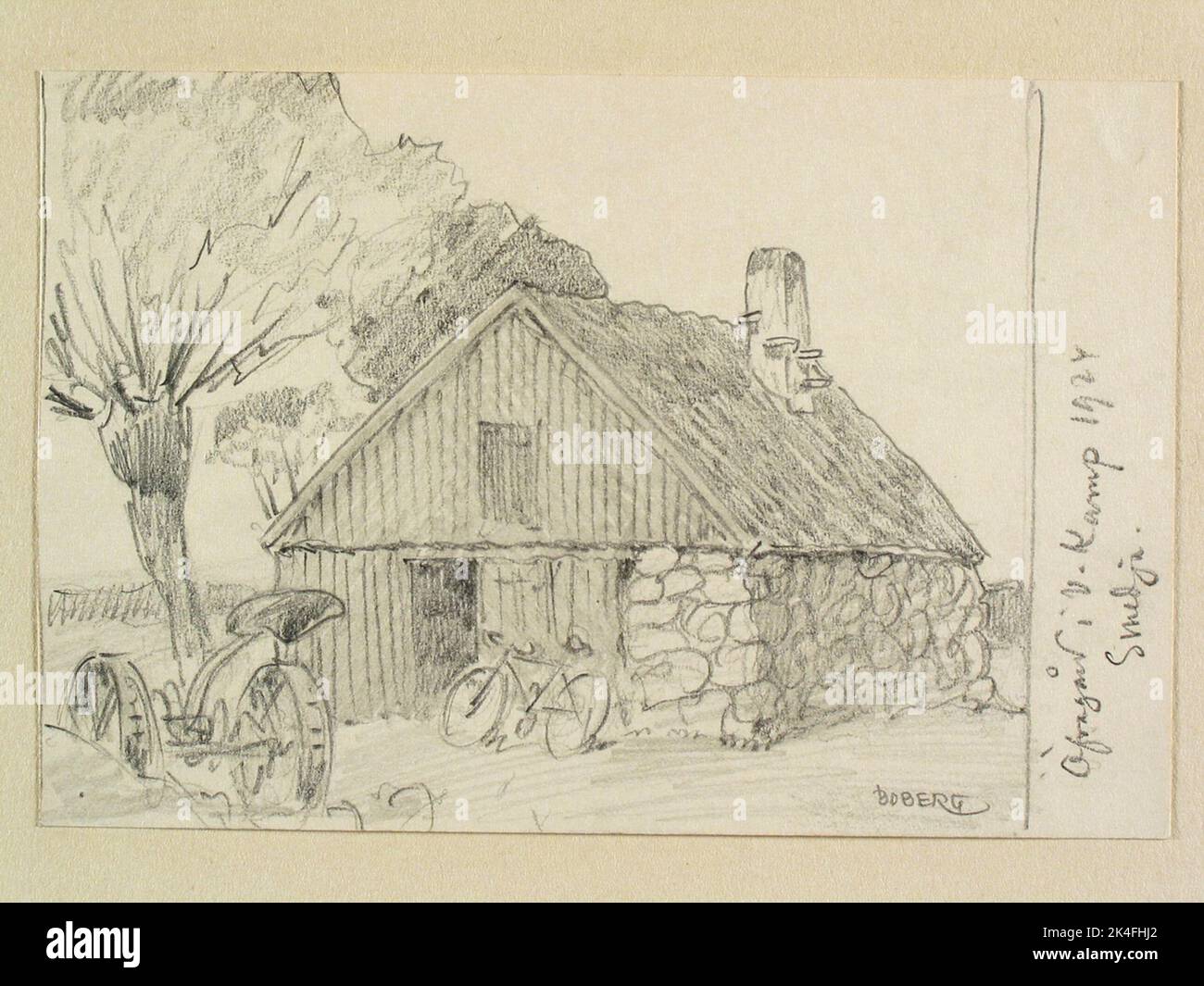 Skåne, Bjäre hd., Västra Karups sn., Övragård. Forge. Drawing by ...