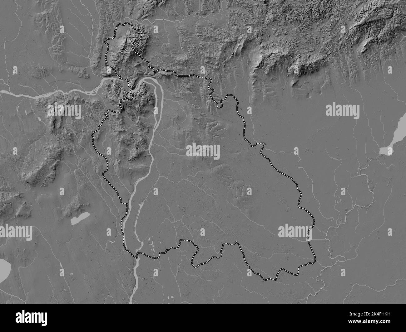 Pest, county of Hungary. Bilevel elevation map with lakes and rivers ...
