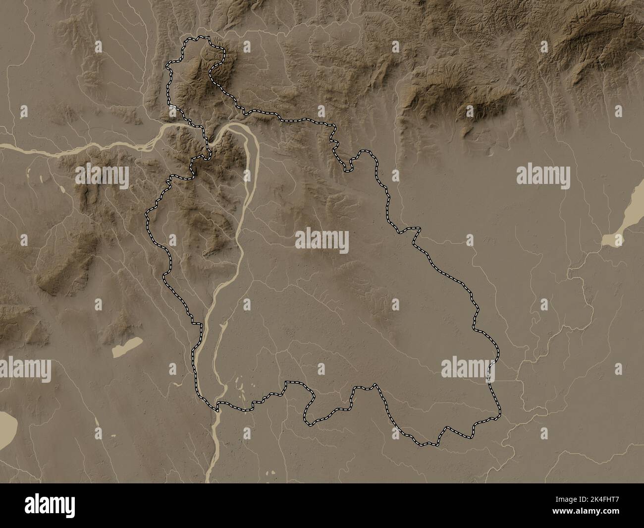 Pest, county of Hungary. Elevation map colored in sepia tones with ...