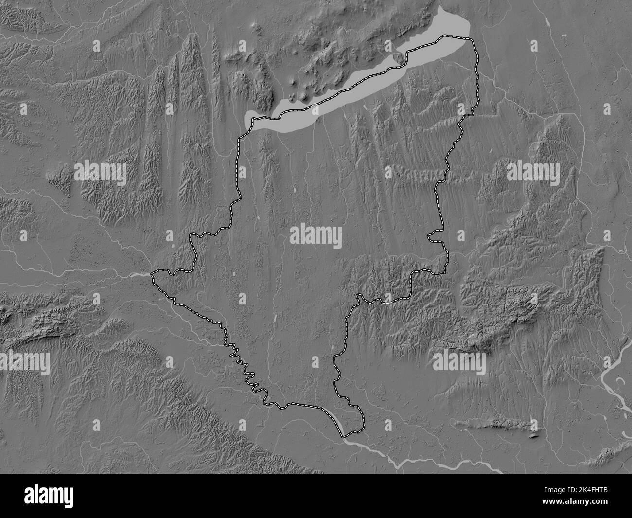 Somogy, county of Hungary. Bilevel elevation map with lakes and rivers ...