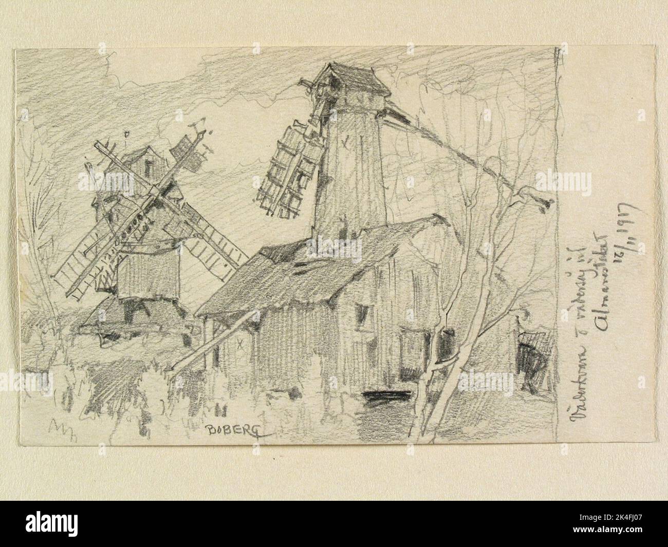Uppland, Bro hd., Näs sn. "Windmill and weather saw at Almarestäket ...