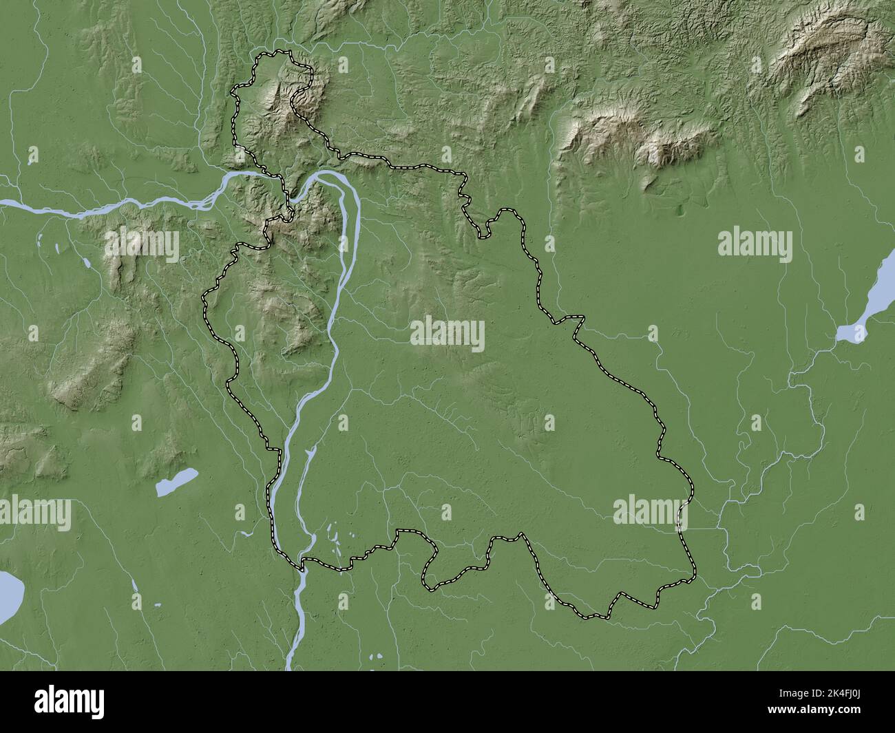 Pest, county of Hungary. Elevation map colored in wiki style with lakes ...