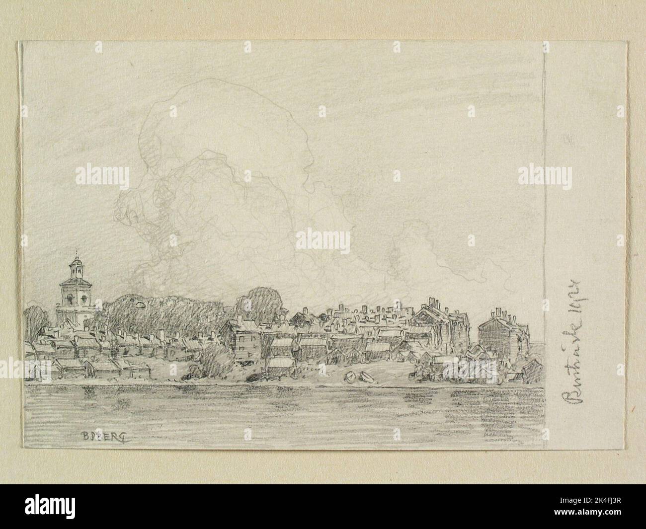 Västerbotten, Burträsk. Drawing of Ferdinand Boberg Nordic Stock Photo ...