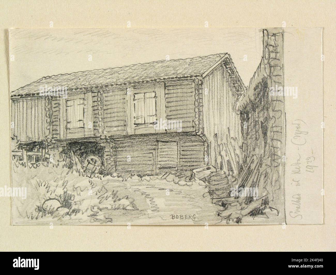 Värmland, Nyeds hd., Nyeds sn. Sval stall at Heda. Drawing of Ferdinand ...