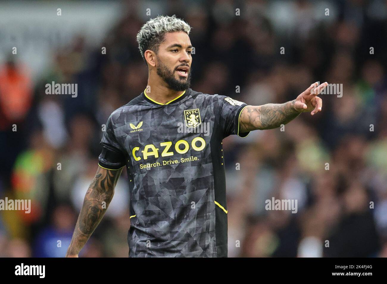 Douglas Luiz #6 of Aston Villa gives his team instructions during the ...