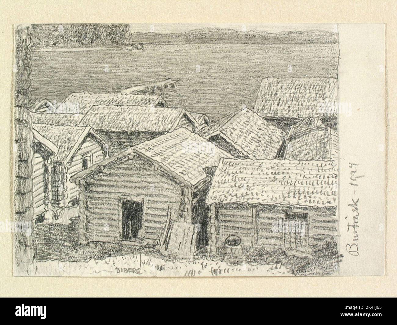 Västerbotten, Burträsk. Drawing of Ferdinand Boberg Nordic Stock Photo ...